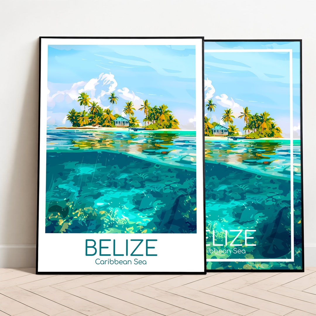 Belize Travel Poster Island Belize Poster Island Central America ...