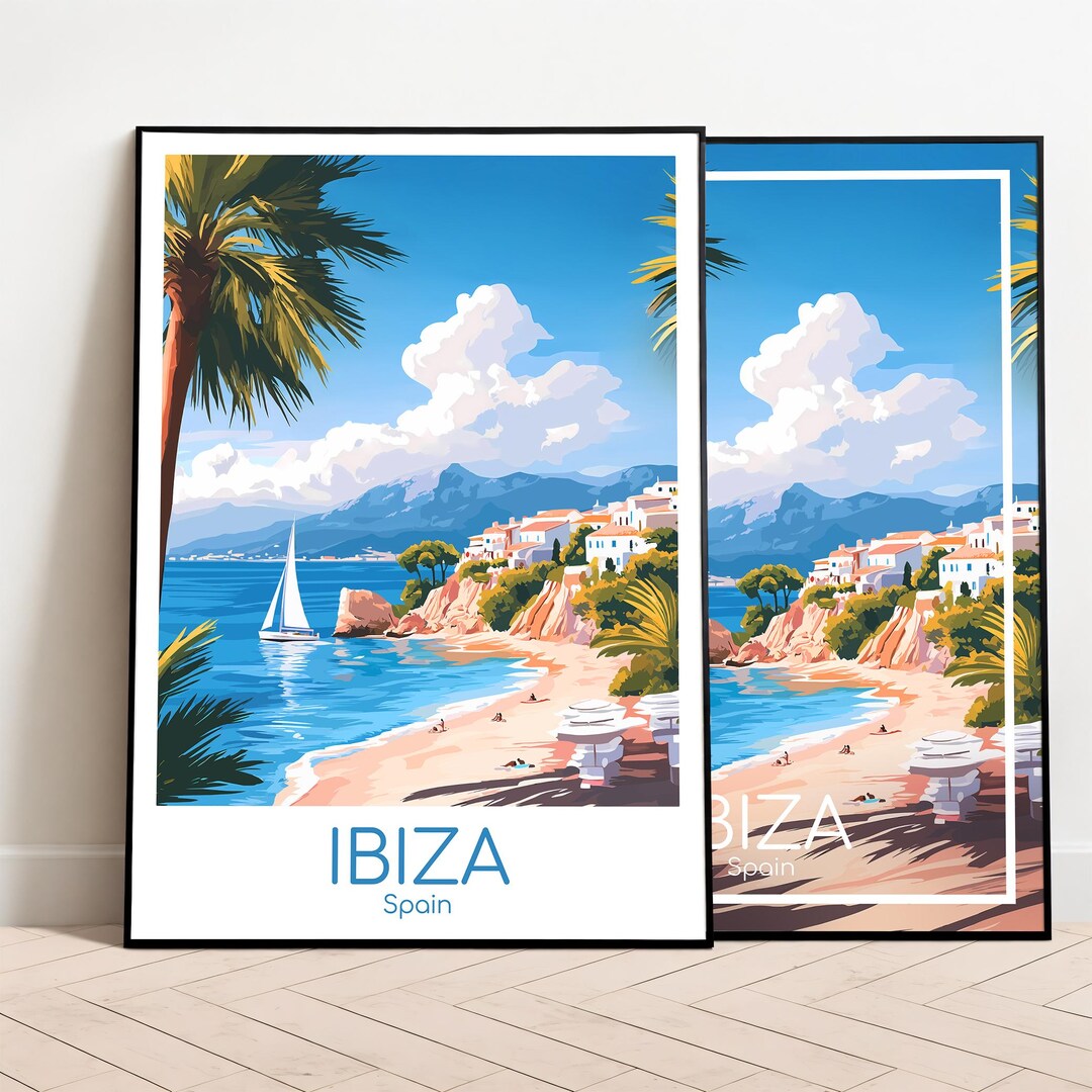 Ibiza Travel Poster Beach Ibiza Poster Beach Wall Art Spain Vintage Poster Travel Poster Gift ...