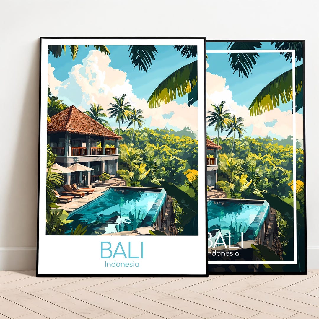 Bali Travel Poster Bali Poster Wall Art Indonesia Vintage Poster Bali ...