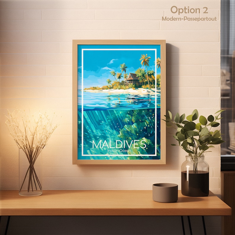 Maldives Travel Poster Maldives Poster Wall Art Indian Ocean Vintage ...