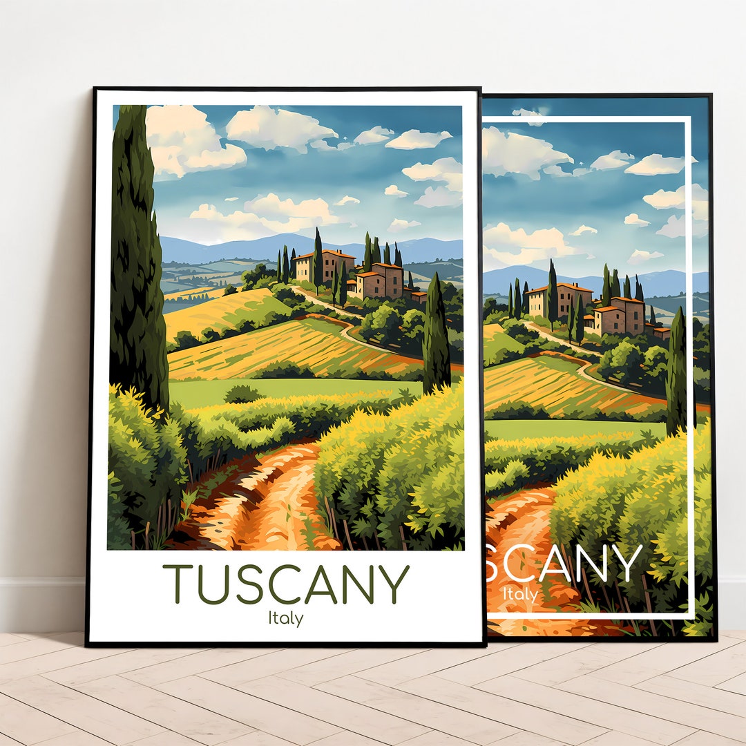 Tuscany Travel Poster Tuscany Poster Wall Art Italy Vintage - Etsy