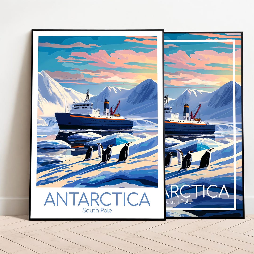 Antarctica Travel Poster Antarctica Poster Wall Art South Pole Vintage ...