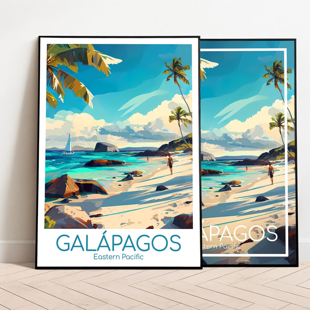 Galapagos Islands Travel Poster Galapagos Poster Wall Art Vintage ...