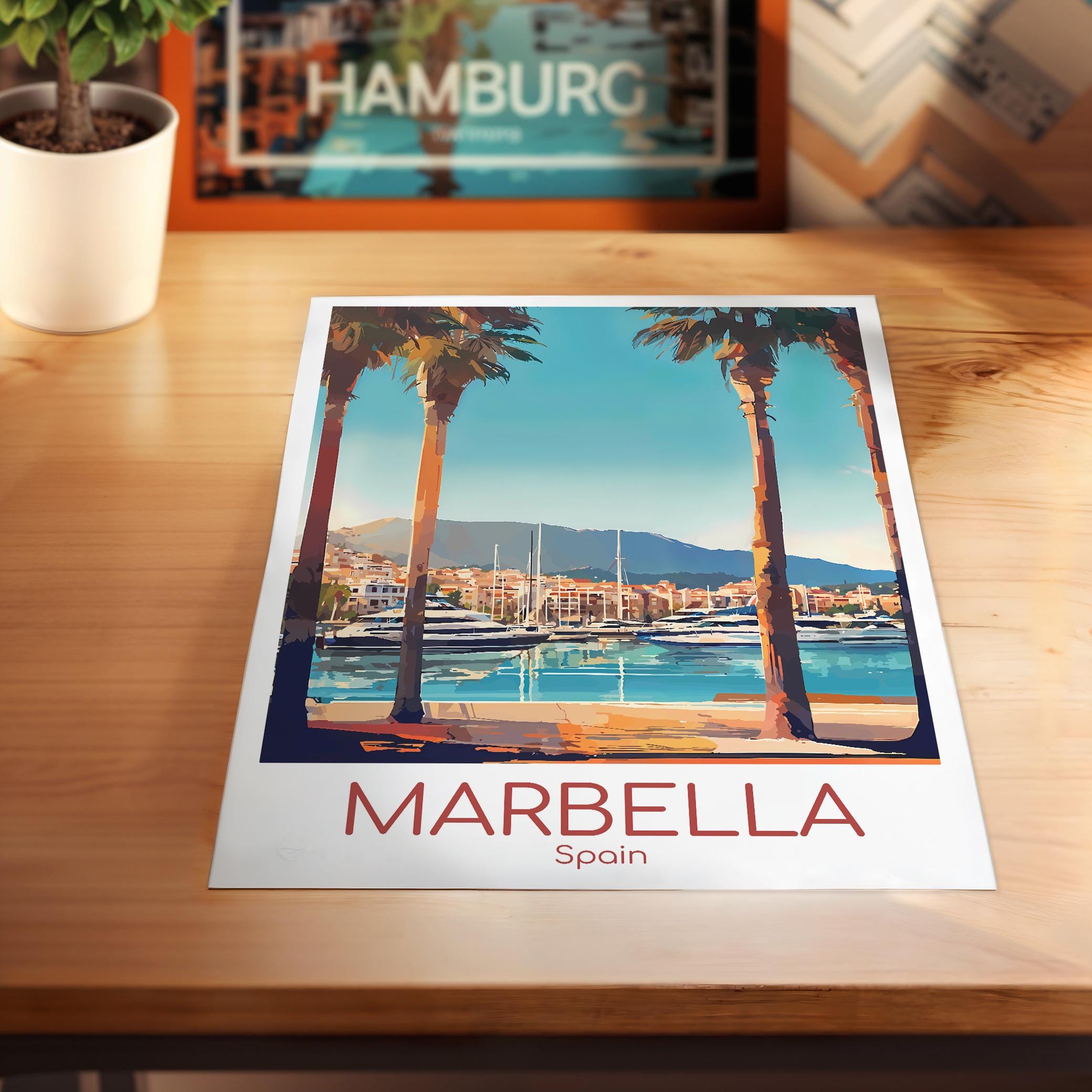 Marbella Travel Poster Marbella Poster Wall Art Spain Vintage Poster ...