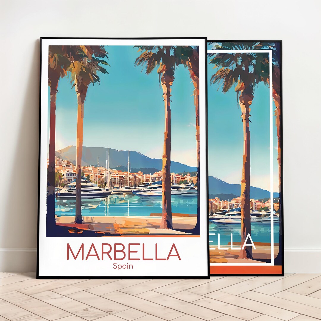 Marbella Travel Poster Marbella Poster Wall Art Spain Vintage Poster ...