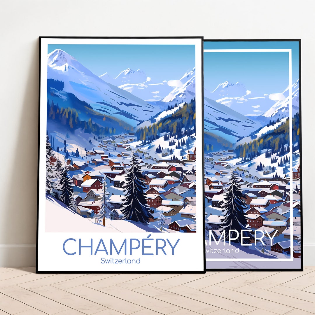 Champery Travel Poster Champery Poster Wall Art Switzerland Vintage ...