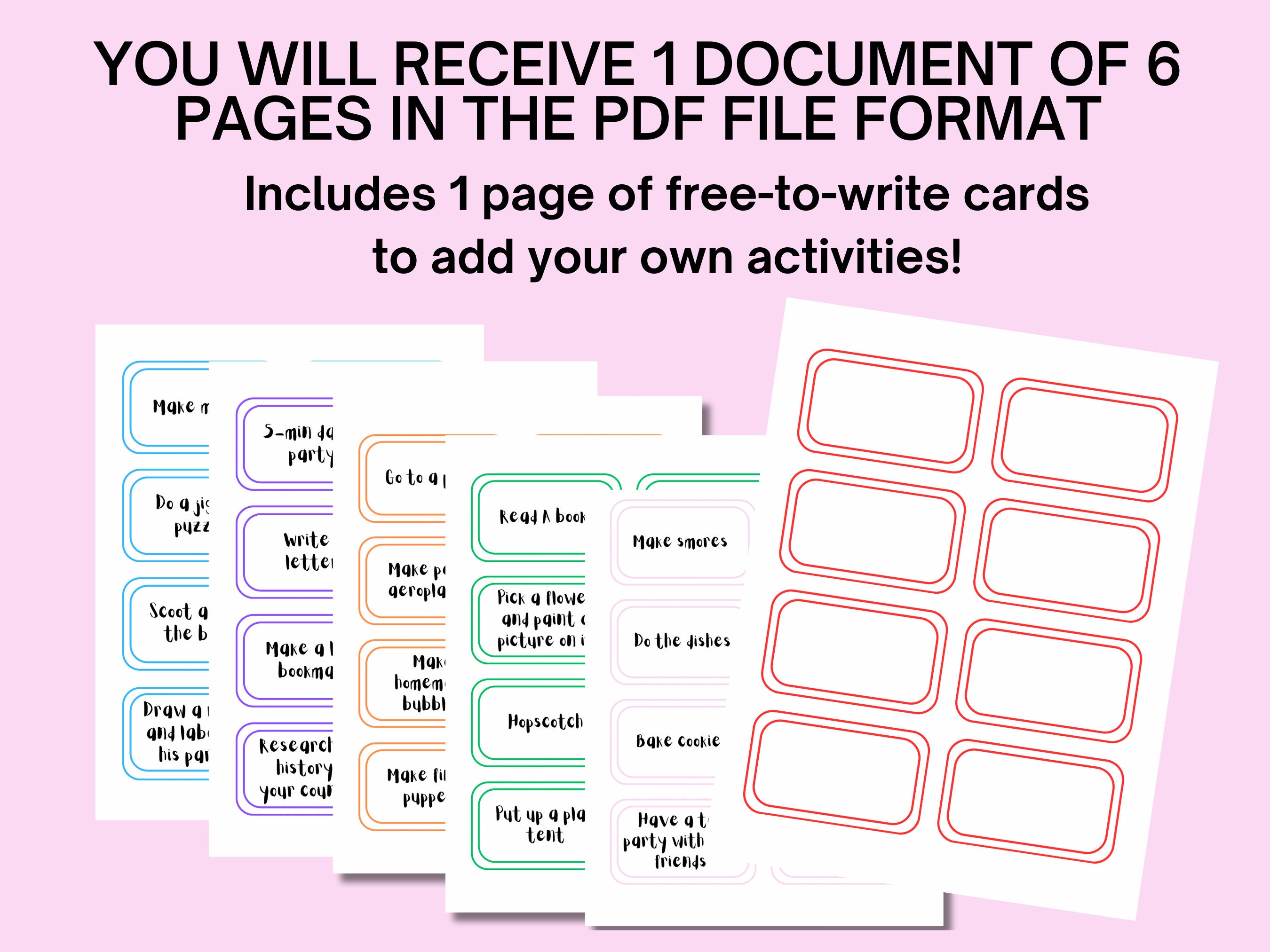 Family Activity Cards | Boredom Jar Cards | 40+8 Creative Fun to ...