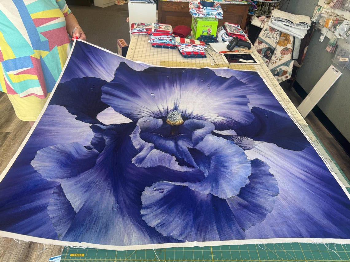 Violet Iris Fabric Quilt Panel by Hilary Mayes - Northcott 43"x43" - Etsy