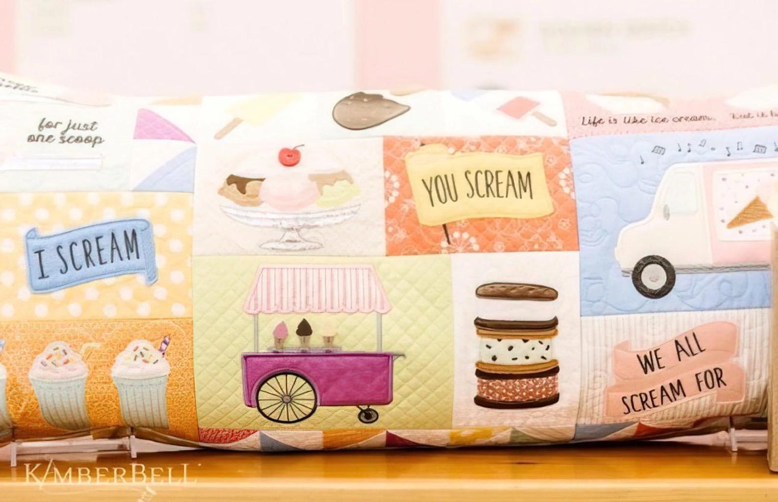 Kimberbell Two Scoops Bench Pillow Kit With Embroidery CD: Ice Cream ...