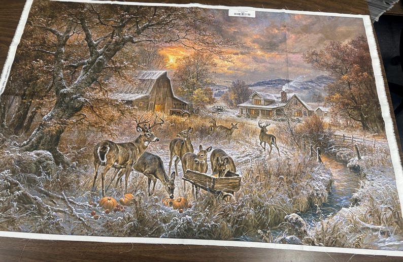 First Frost Deer Fabric Quilt Panel - Etsy