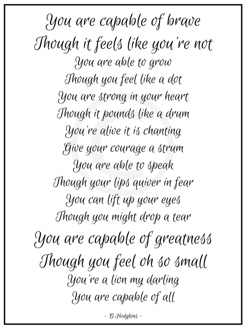 Brave Quote Poem. Original Poem Digital Print. - Etsy
