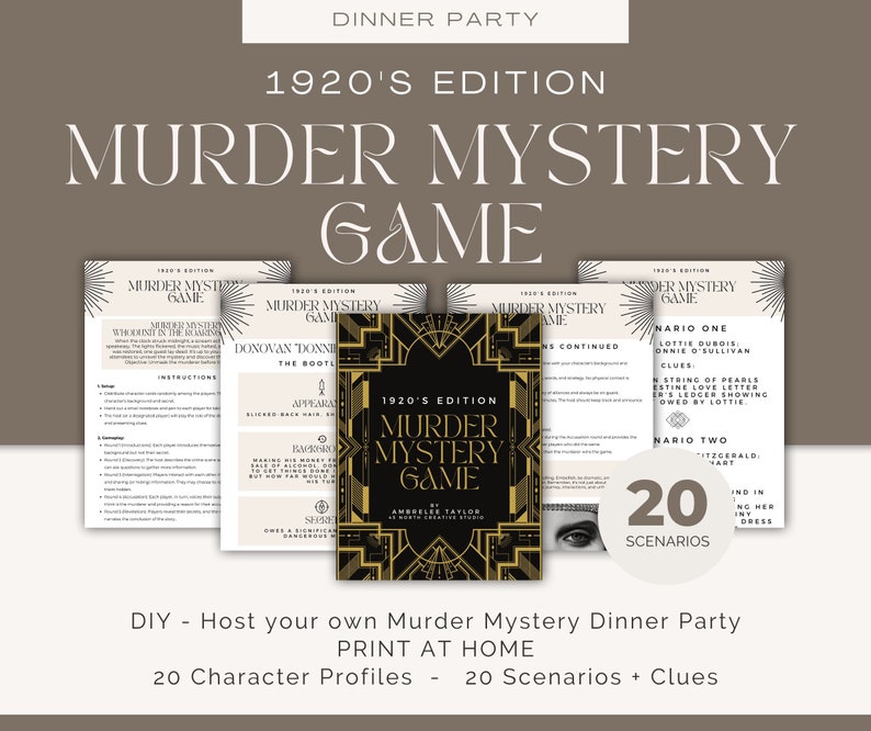 1920's Speakeasy Murder Mystery Game Printable Dinner Party up to 20 ...