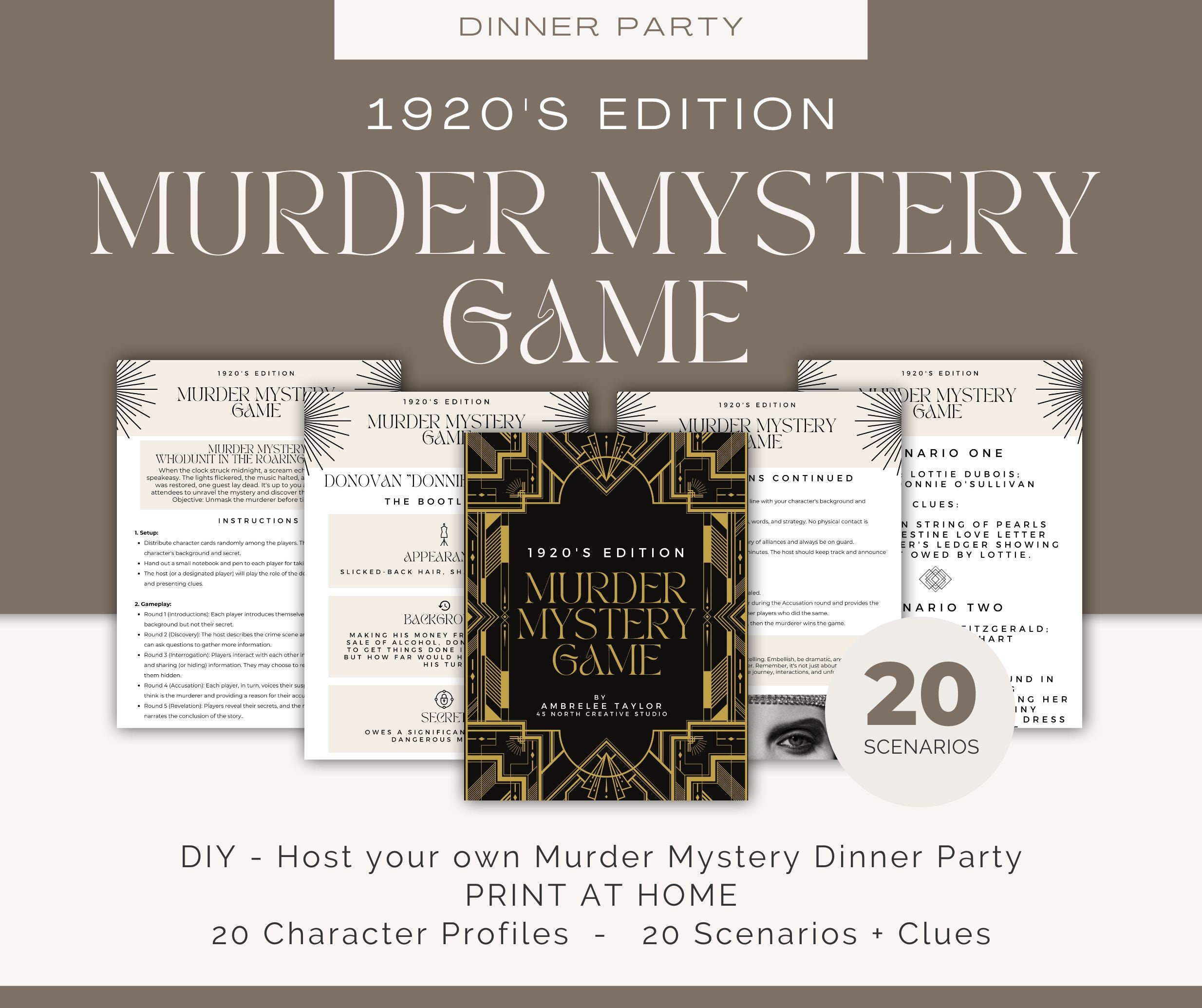 1920's Speakeasy Murder Mystery Game Printable Dinner Party up to 20 ...