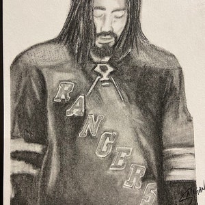 Mika Zibanejad Charcoal Sketch, New York Rangers Drawing, This is NOT A ...
