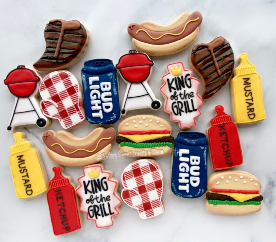 King of the Grill Cookies, Decorated Sugar Cookies, BBQ Cookies, Baby Q Cookies, Fathers Day ...