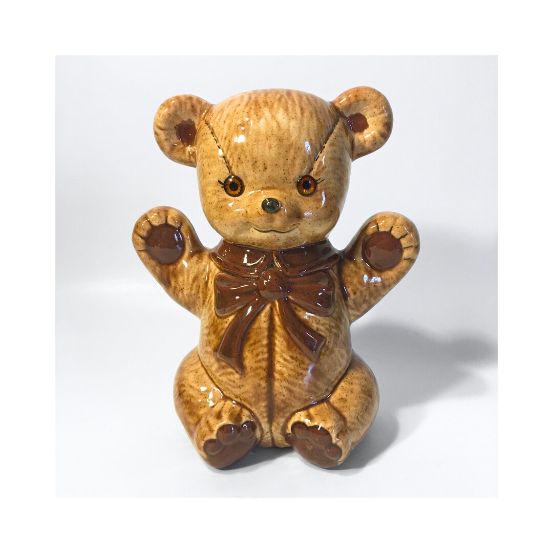 1980s Rob Roy Ceramic Teddy Bear Money Coin Bank - Etsy