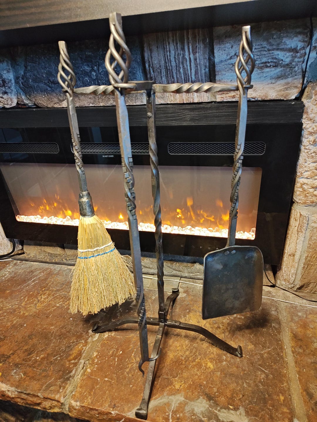 Hand Forged Fireplace Set, Blacksmith, Traditional - Etsy