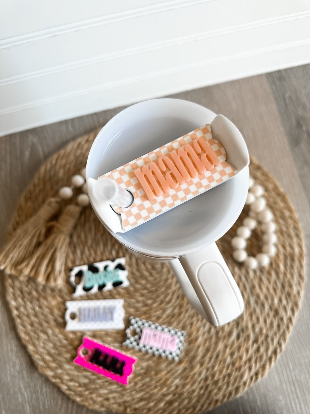 Checkered Stanley Tumbler Name Plate: Personalized Acrylic Topper - Etsy
