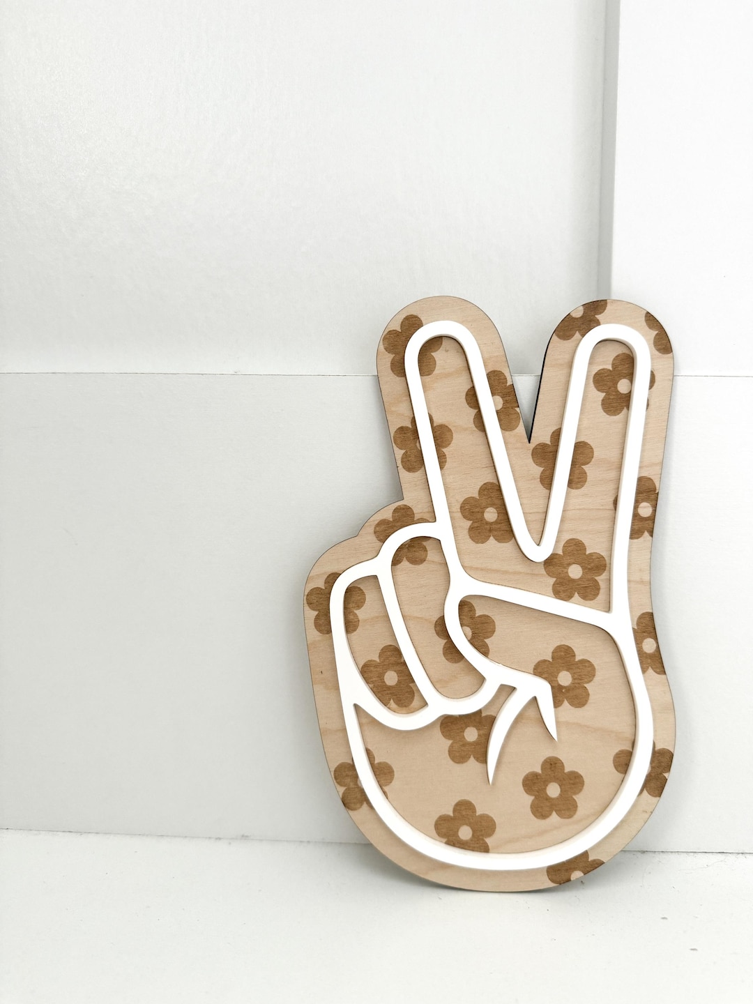 Daisy Flower Hand Peace Sign Wooden Sign, Girls Room Decor, Home Decor ...