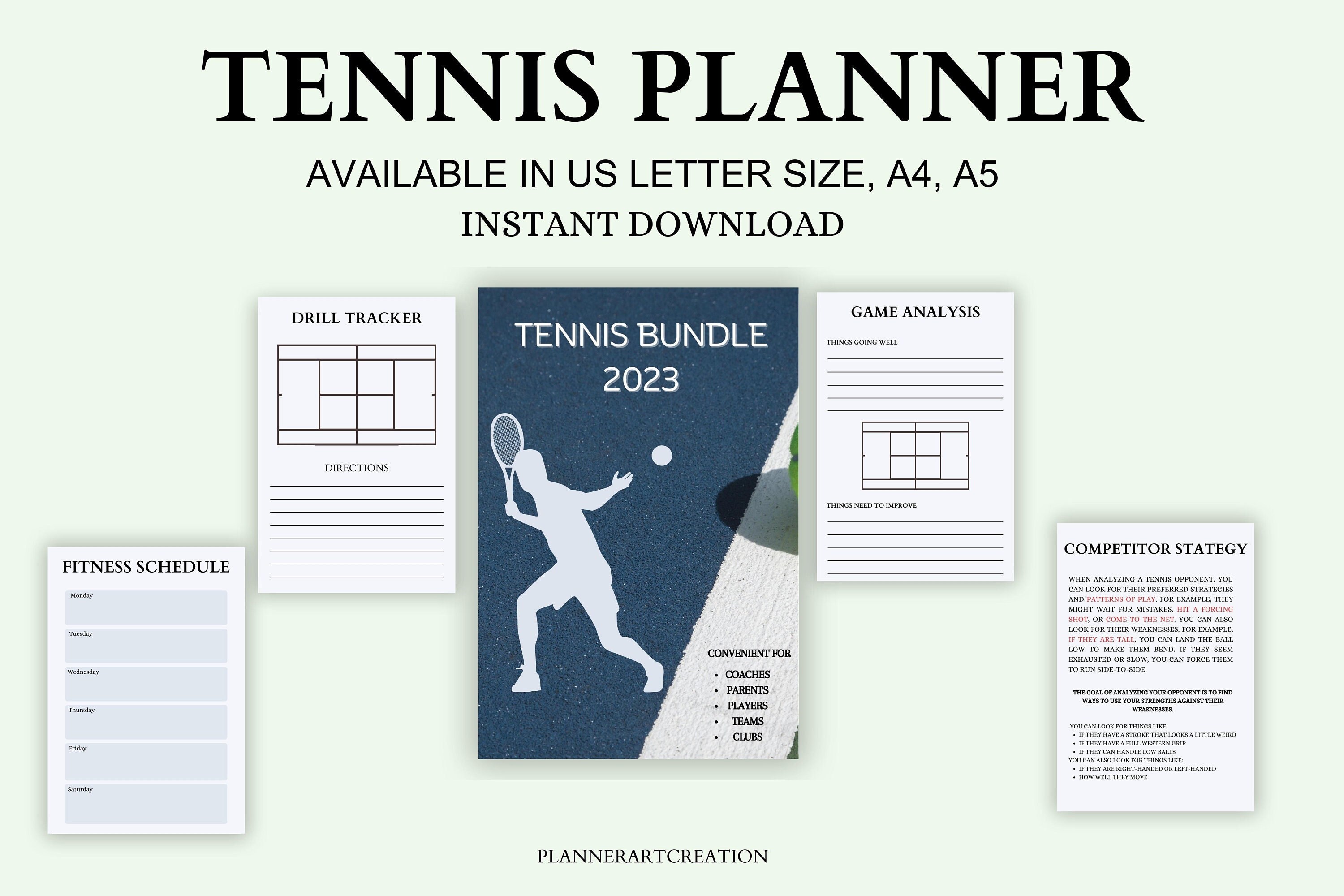 Premium Tennis Planner Daily & Monthly Organizer for Tennis Enthusiasts ...