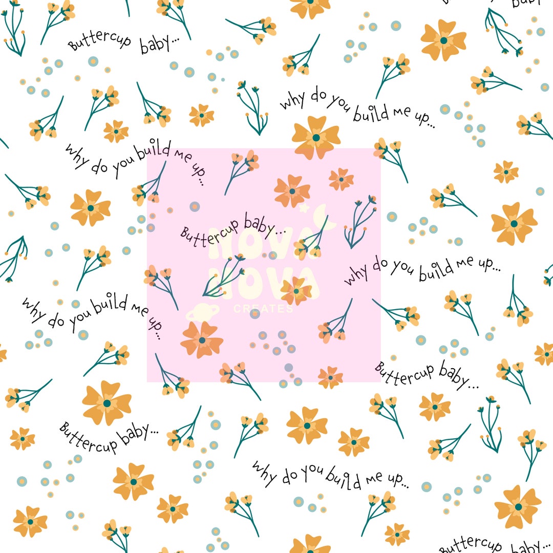 White Buttercup Floral Pattern, Spring Fabric, Seamless Design (digital ...