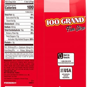 100 Grand Milk Chocolate Fun Size Candy Bars, Bulk Individually Wrapped ...