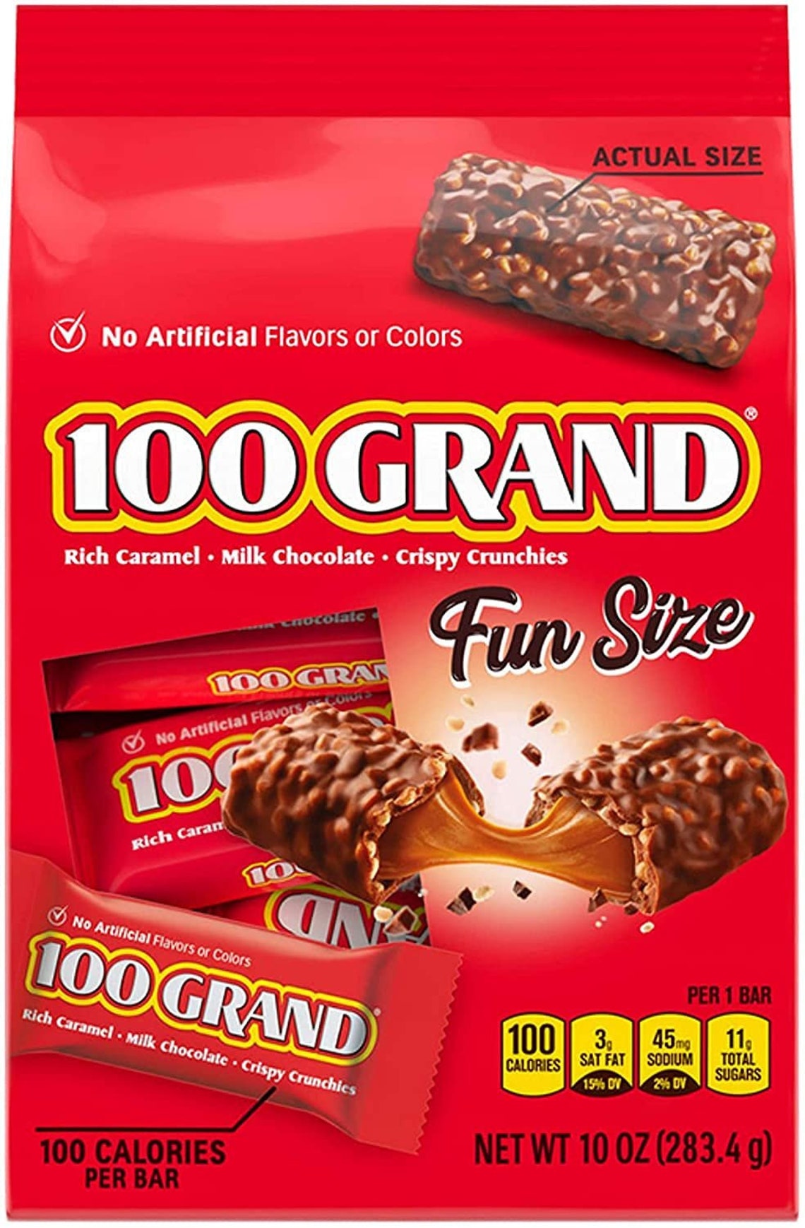 100 Grand Milk Chocolate Fun Size Candy Bars, Bulk Individually Wrapped ...