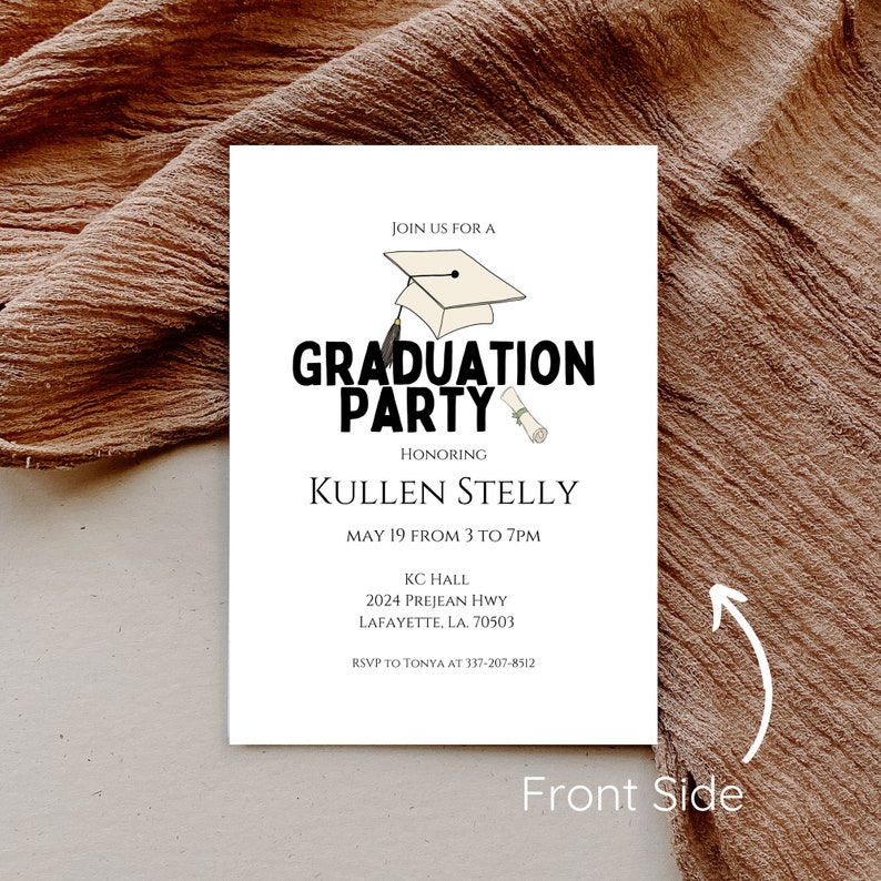 Editable Modern Graduation Invitation Template, Simple Boys Grad Invite ...