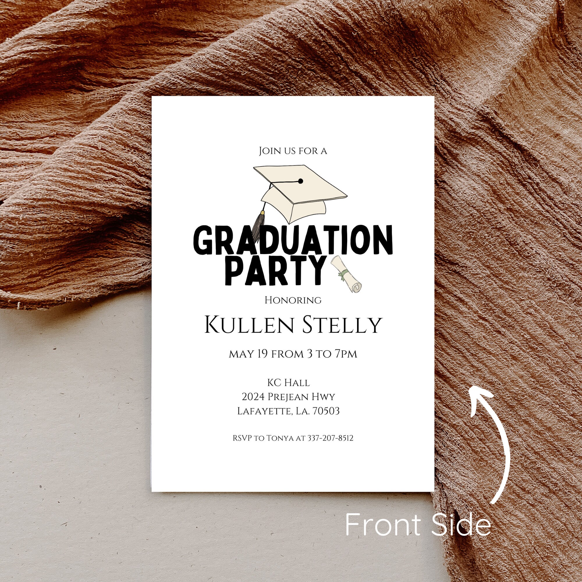 Editable Modern Graduation Invitation Template, Simple Boys Grad Invite ...