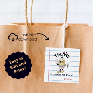 Editable Teacher Appreciation Tag, Teacher Thank You Gift Tag, Teacher ...