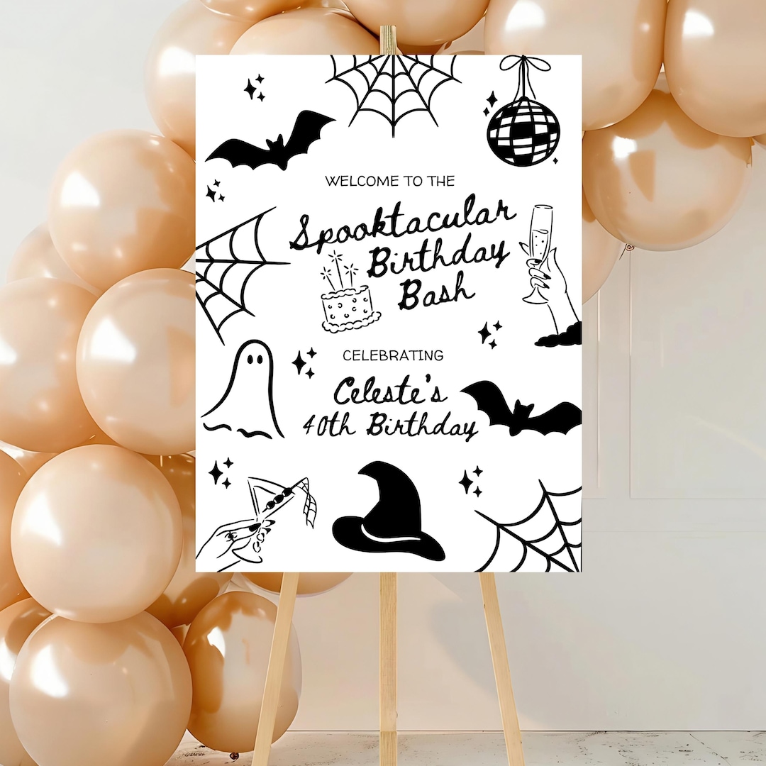Editable Halloween Birthday Party Welcome Sign, Spooktacular Bday ...