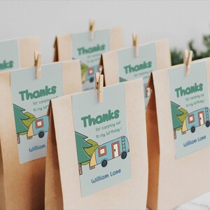 Editable One Happy Camper Party Favor Tag Template, Boys Camping ...