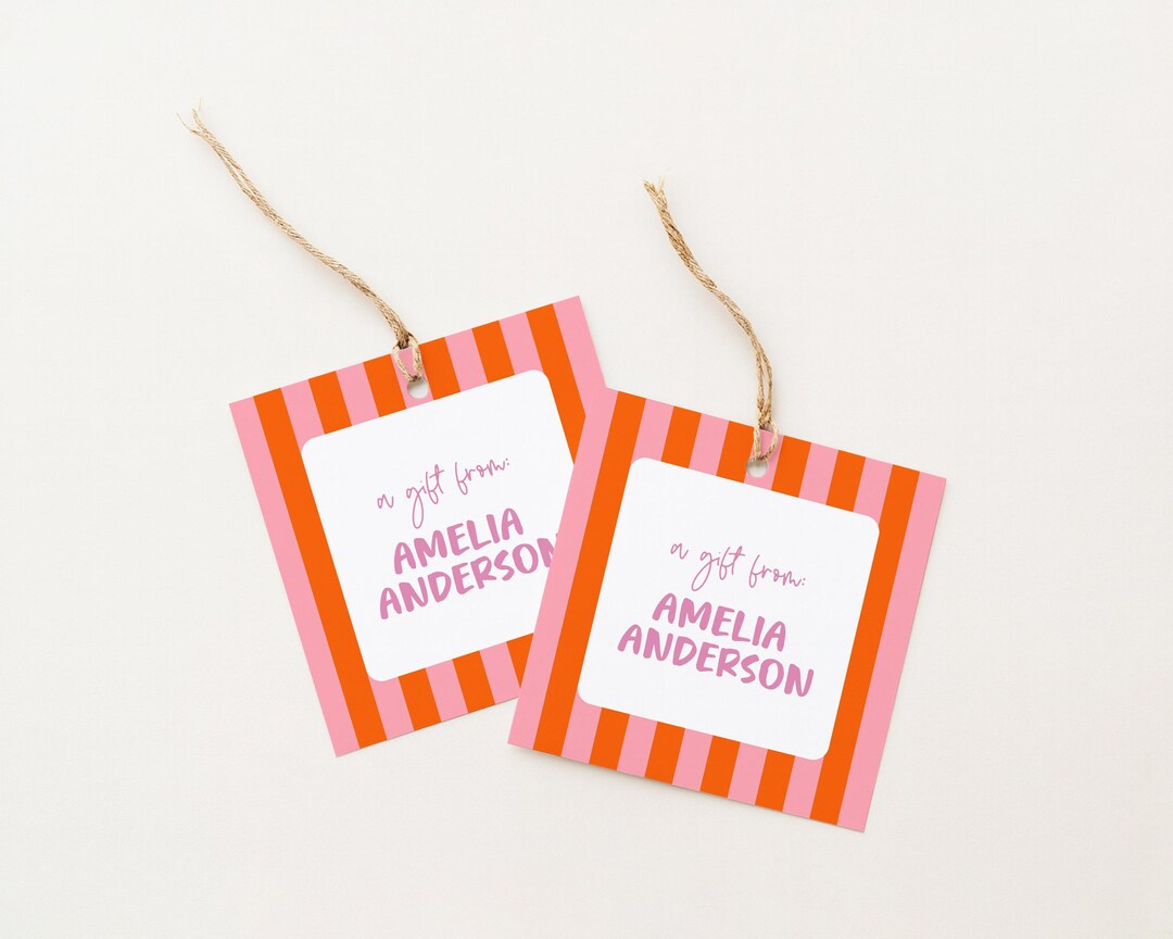 Girls Downloadable Square Gift Tags | Personalized Printable Gift Tag ...