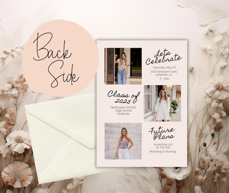 Girls Graduation Announcement Card, Editable Graduation Invitation ...