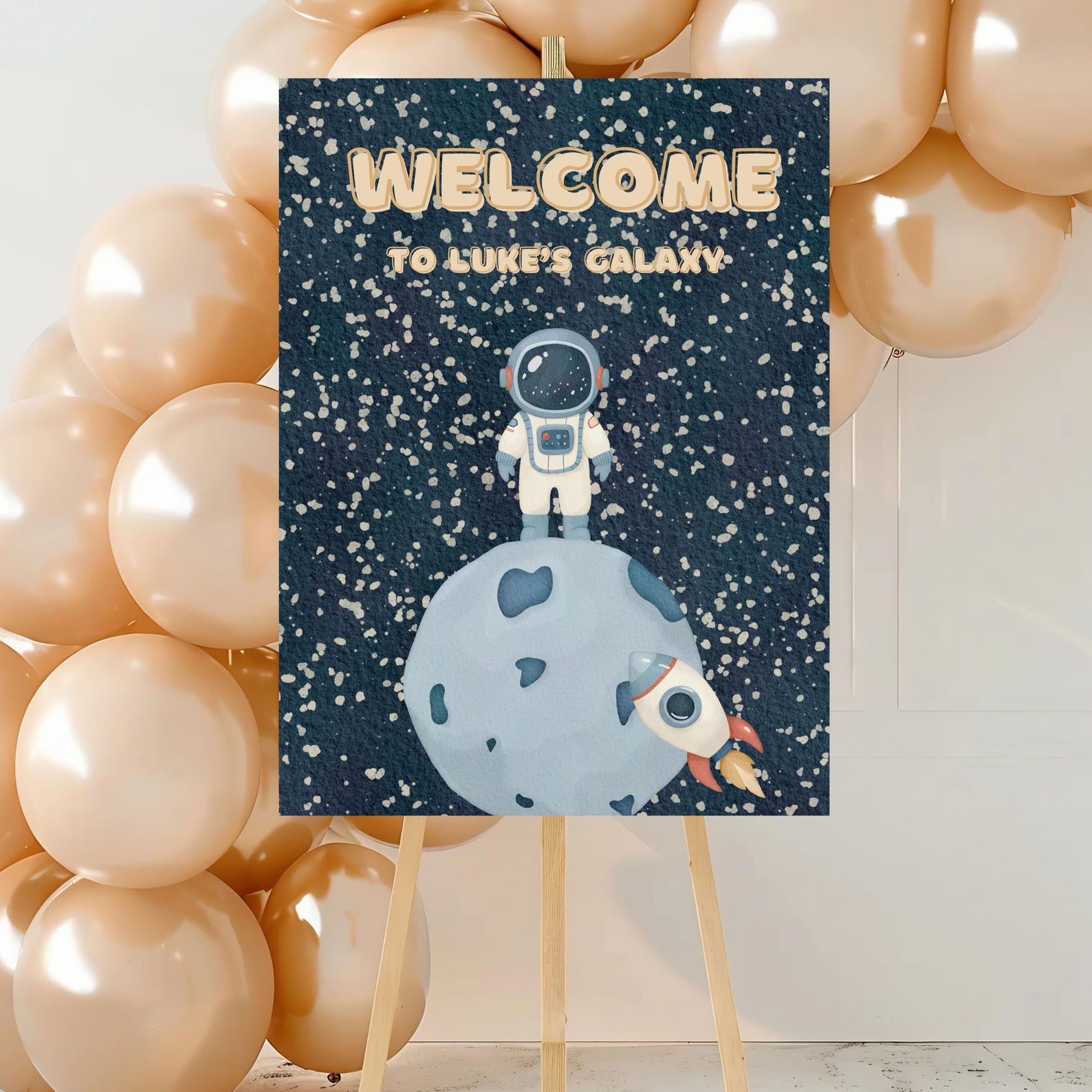 Spacethemed Birthday Sign Template, Editable Boys Space Bday Welcome ...