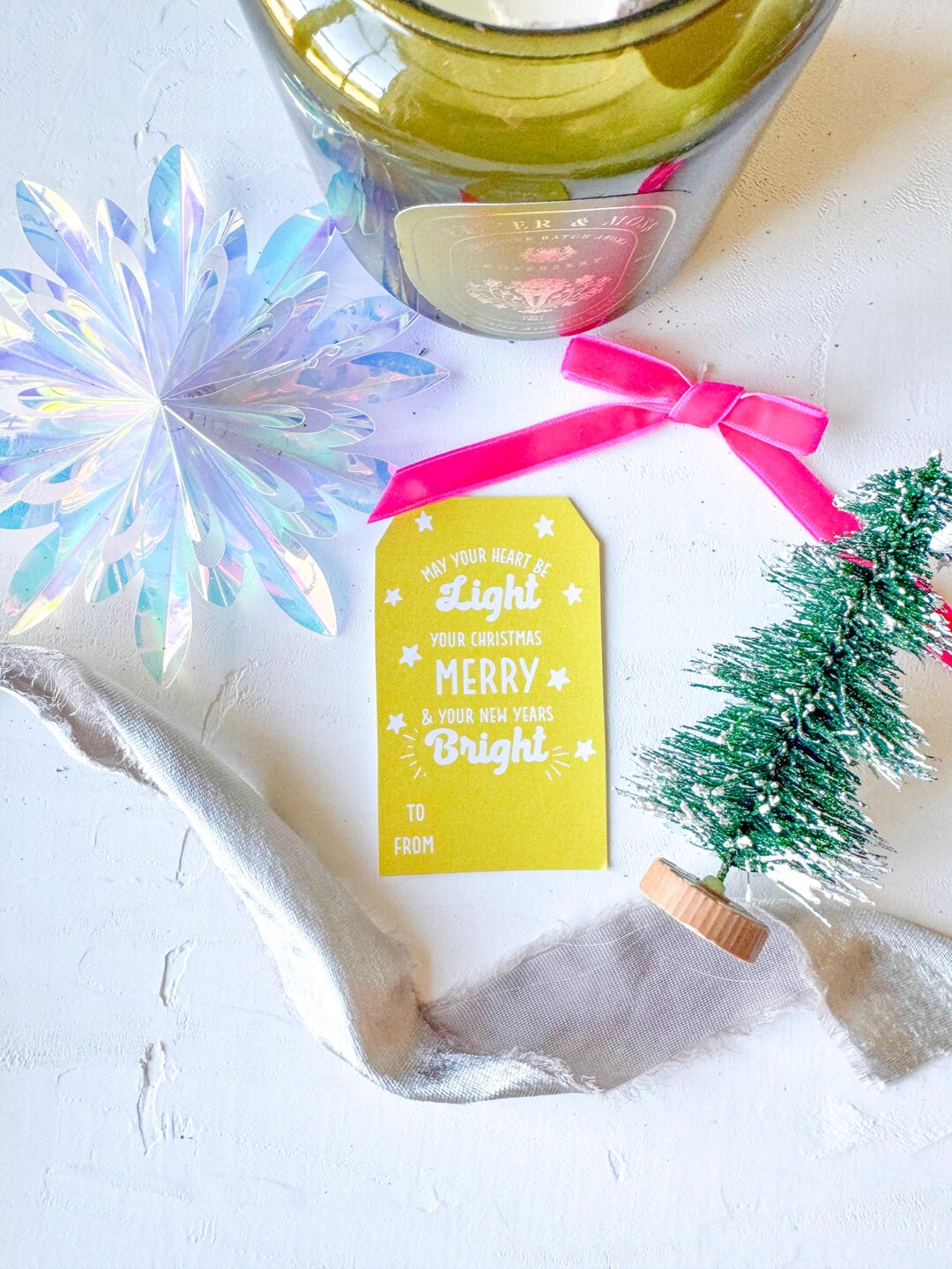 Printable Holiday Candle Tag for Gifts, Downloadable Christmas Candle ...