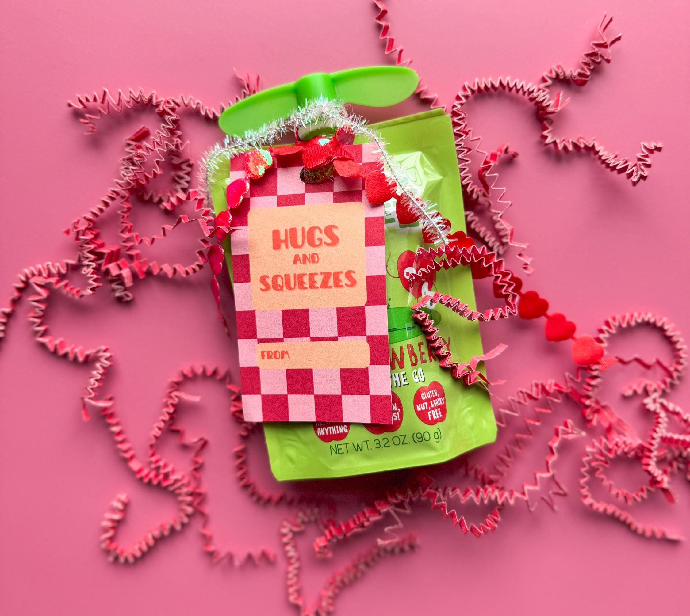 Hugs and Squeezes, Valentine Printable, Squeeze Pouch Valentines Tag ...