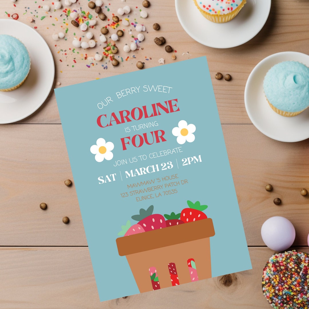 Berry Invitation Berry Sweet Party Berry First Birthday - Etsy