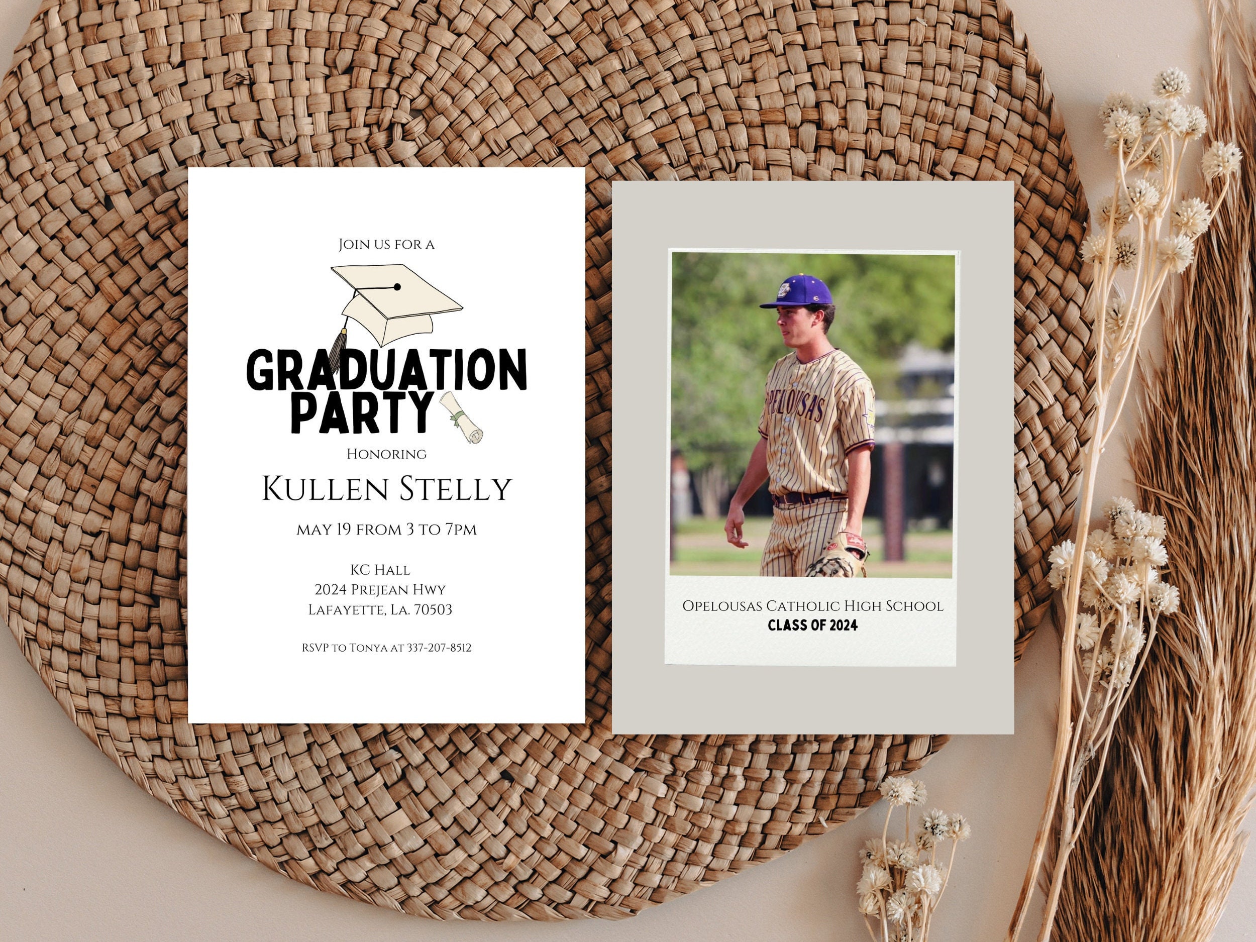 Editable Modern Graduation Invitation Template, Simple Boys Grad Invite ...