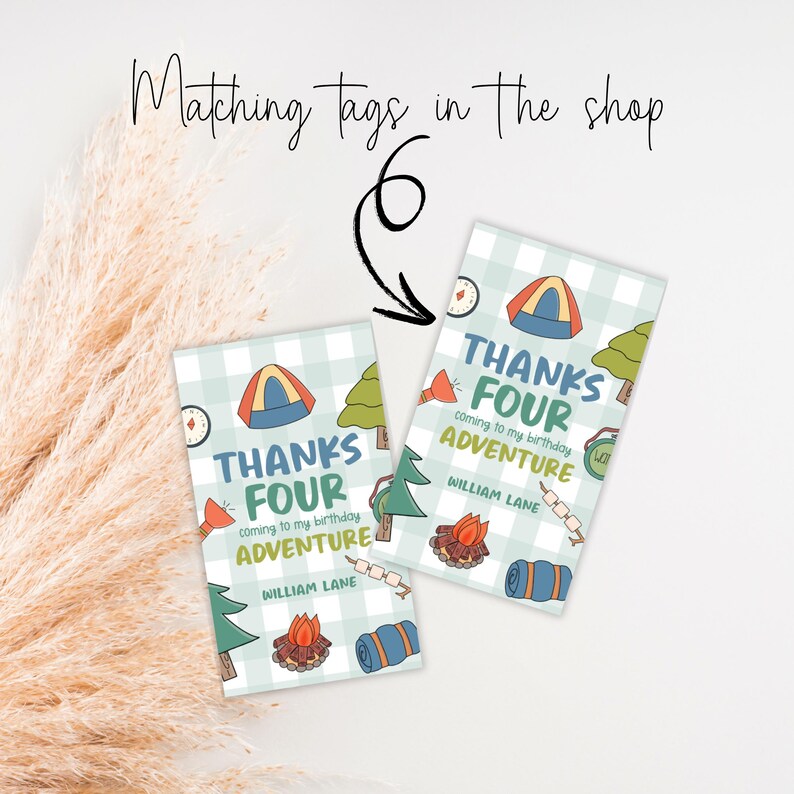 Editable Camping Theme Welcome Sign, Boys Fourth Birthday Party Decor ...