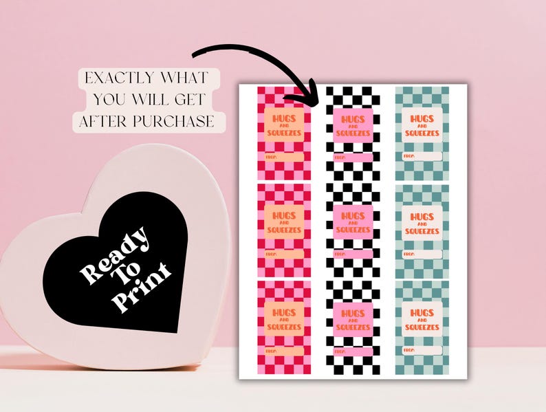 Hugs and Squeezes, Valentine Printable, Squeeze Pouch Valentines Tag ...