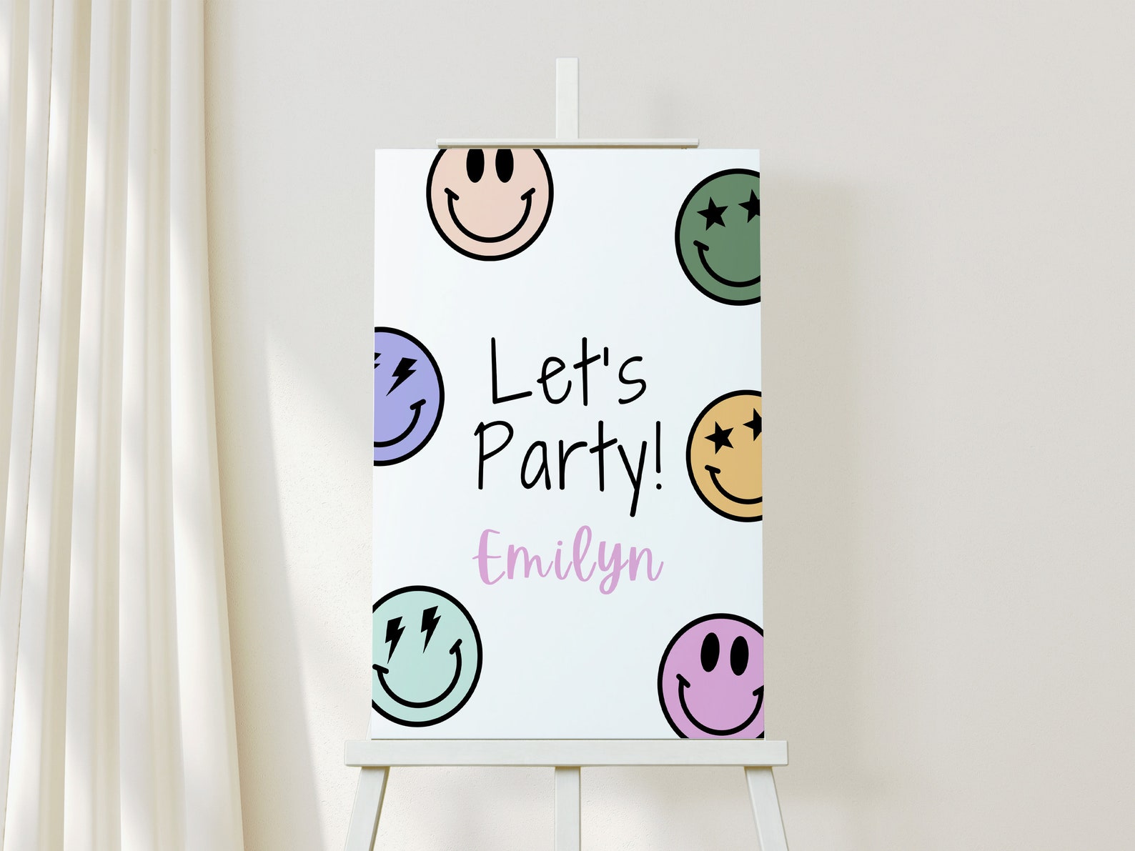 Smiley Face Girl Birthday Party Sign Template, Girls Happy Face Sign ...