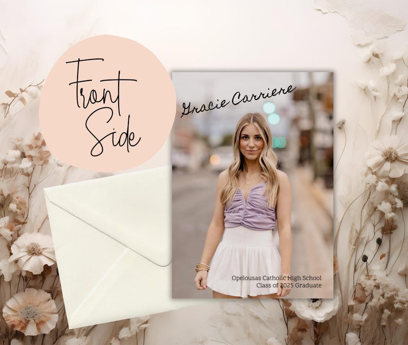 Girls Graduation Announcement Card, Editable Graduation Invitation ...