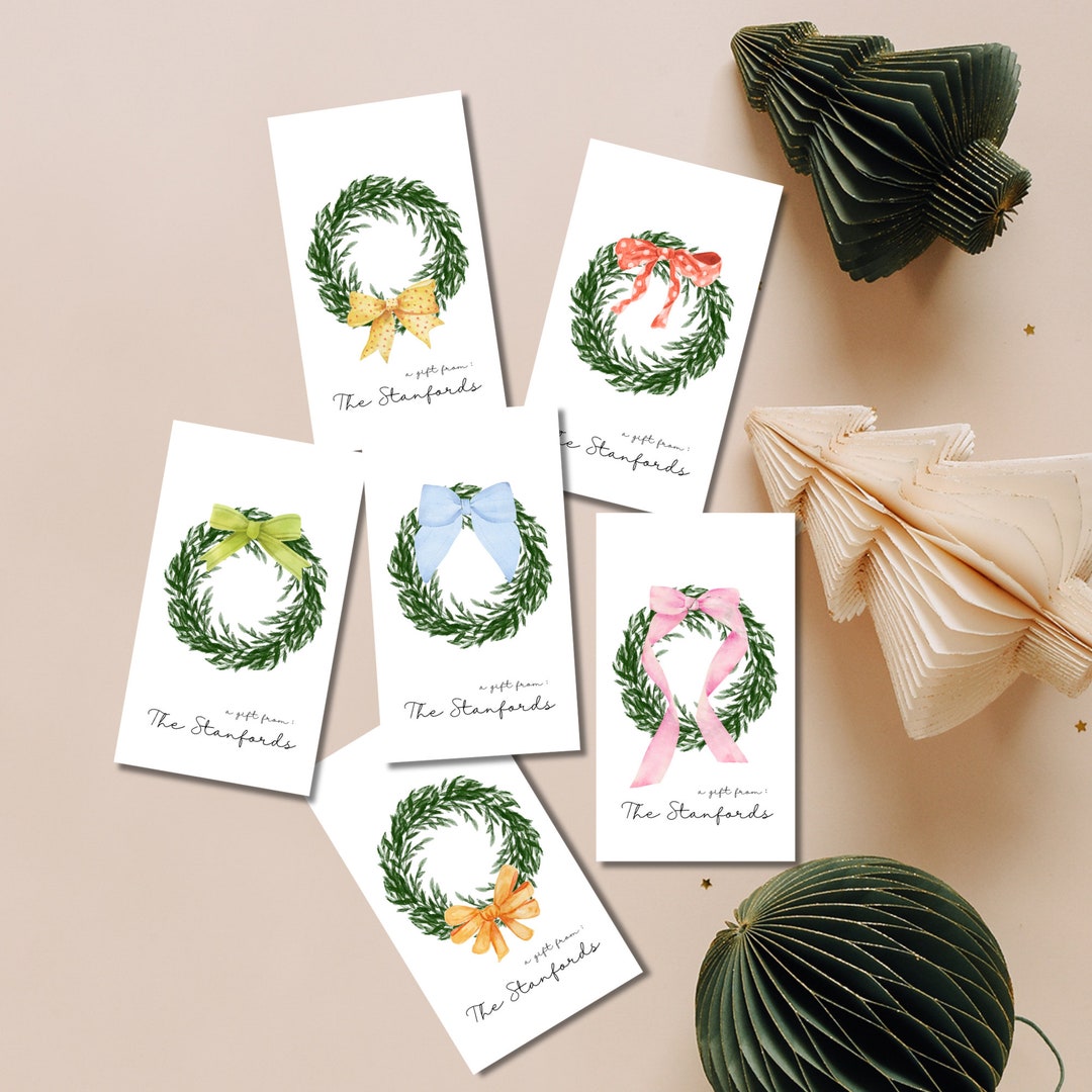Personalized Christmas Name Tags, Coquette Bow Christmas, Printable ...