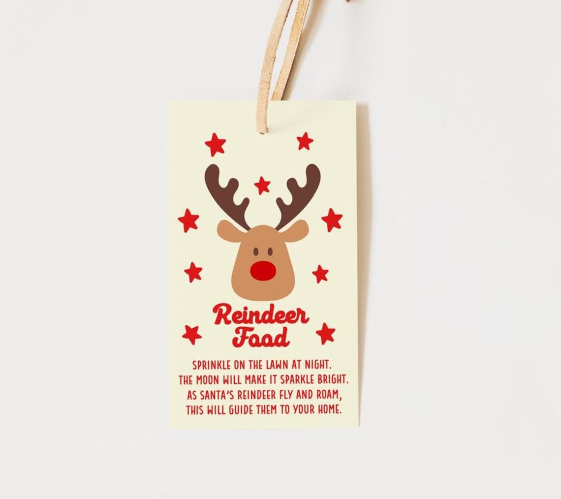Reindeer Food Printable Tags, Christmas Eve Feed for Reindeer ...