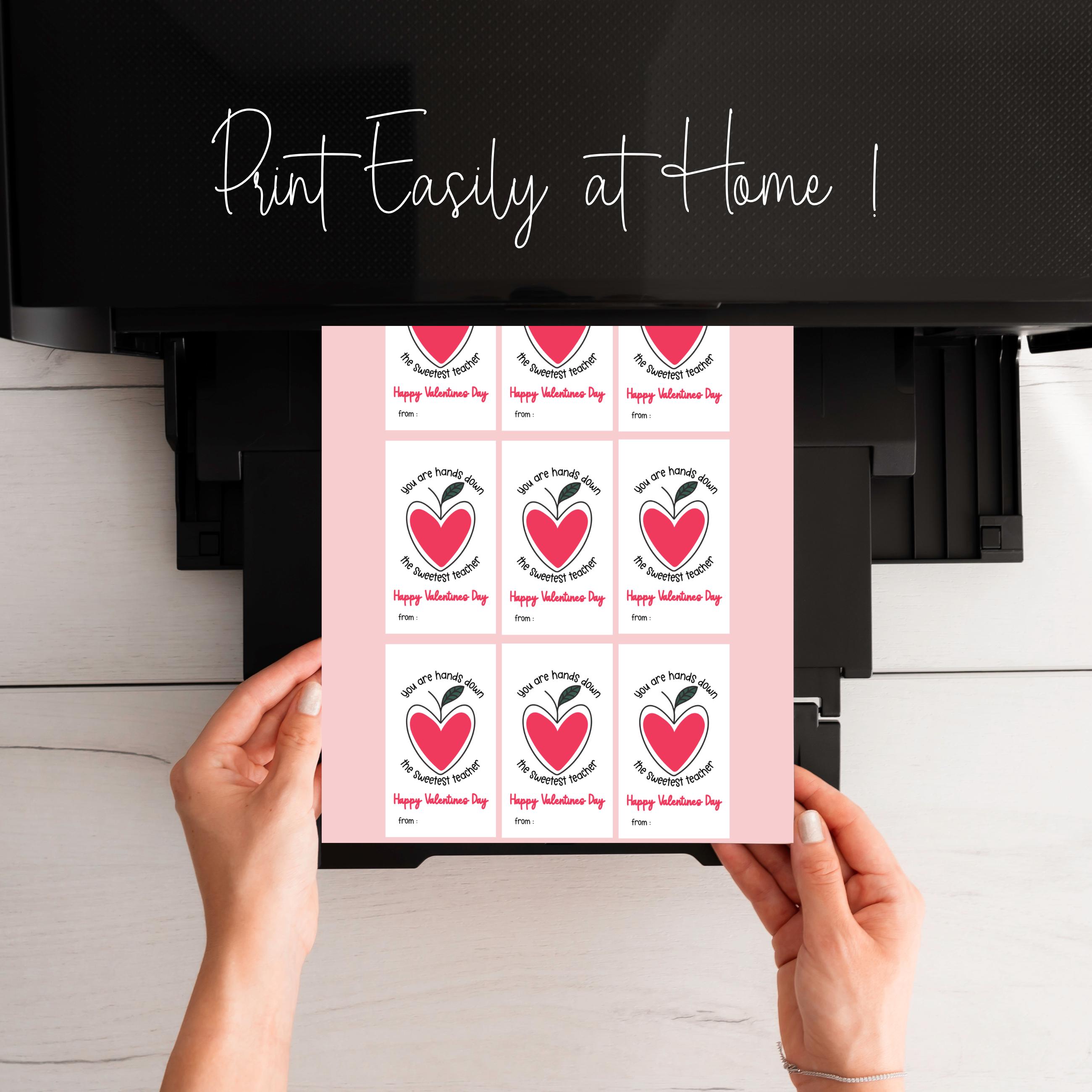 Printable Teacher Valentine Gift Tags - You Are Hands Down the Sweetest ...