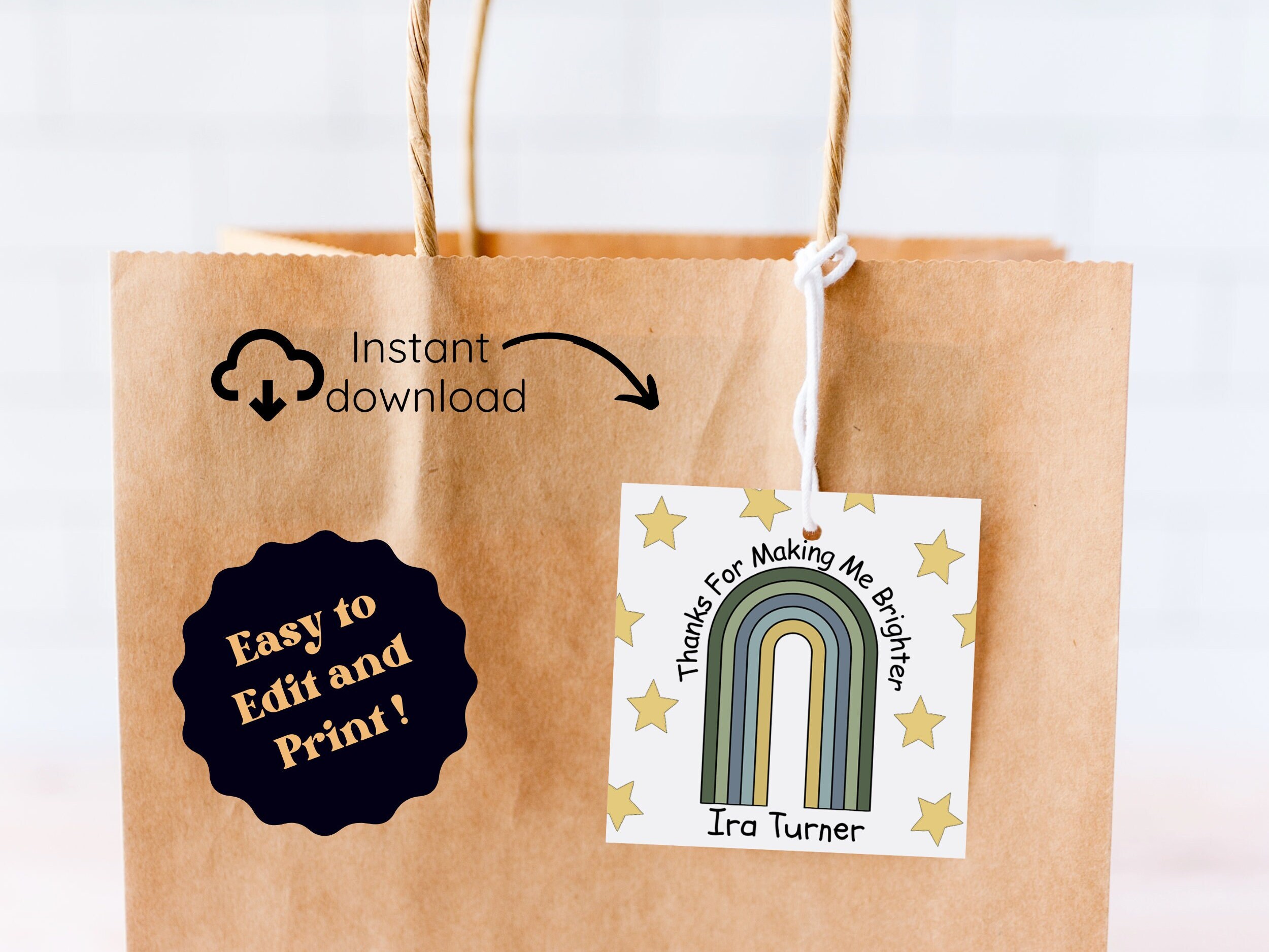 Editable Teacher Appreciation Tag, Teacher Thank You Gift Tag, Teacher ...