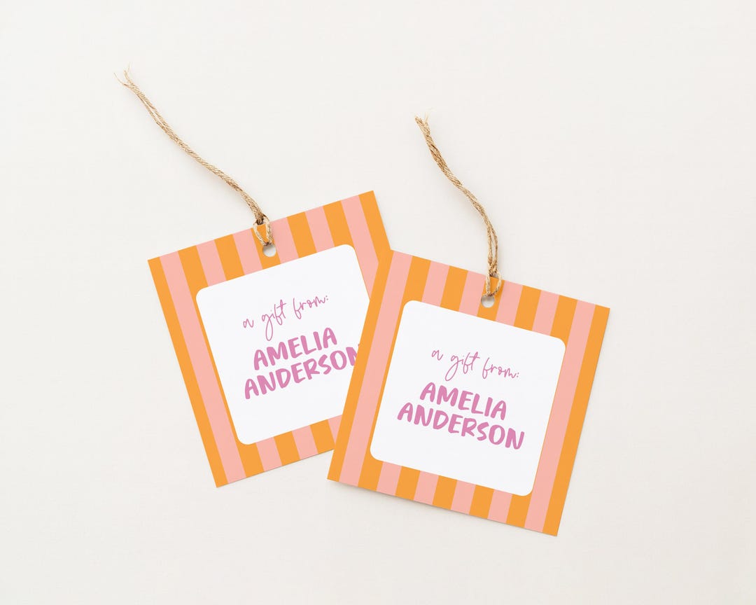 Printable Pink Gift Tag Template | Girls Personalized Name Tags for ...