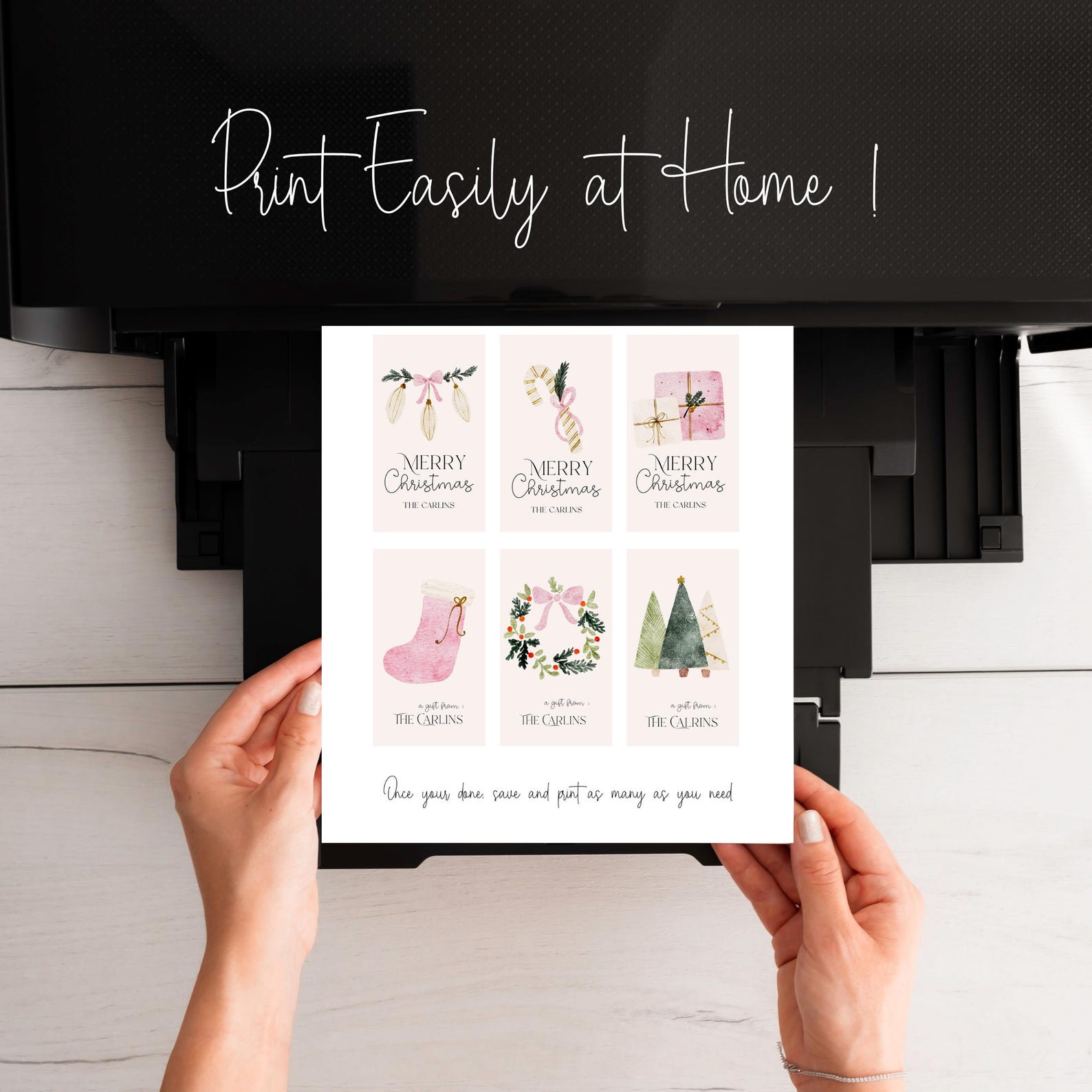 Printable Gift Tags, Personalized Christmas Gift Tags, Pink Editable ...