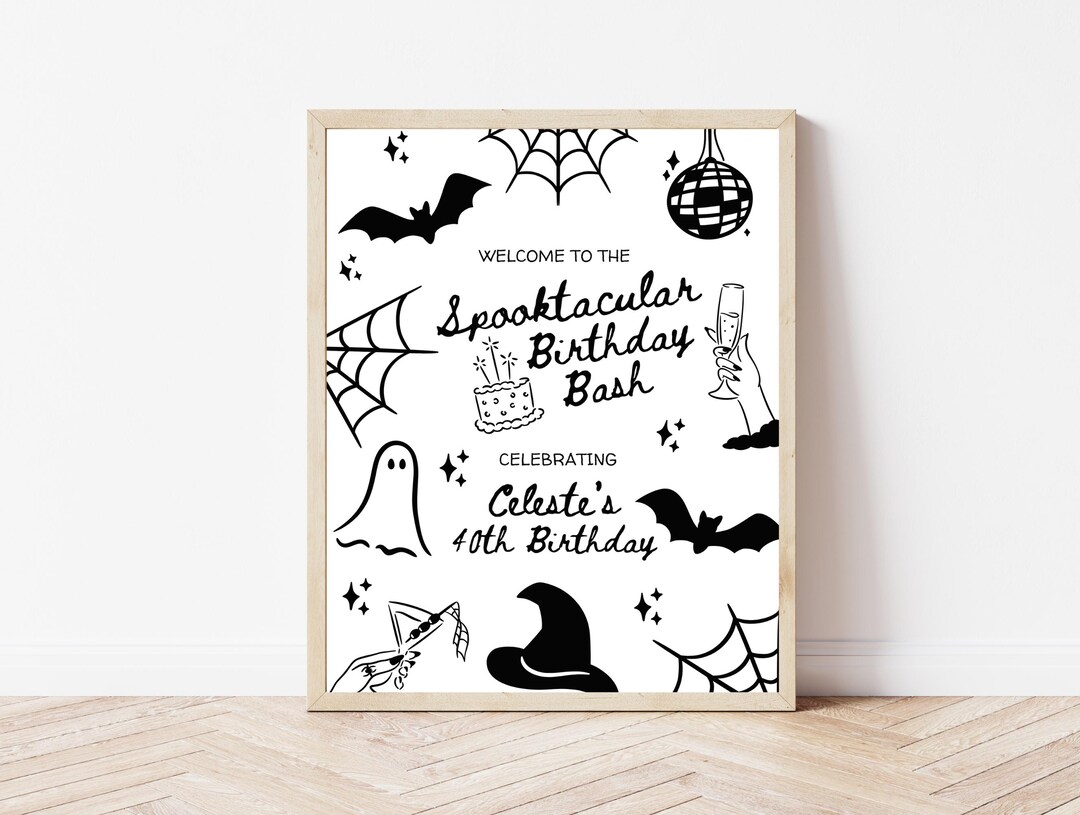 Spooktacular Birthday Welcome Sign | Editable Halloween Party Sign ...